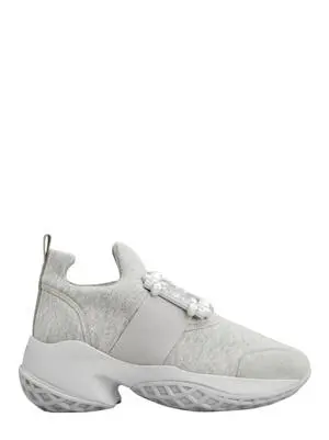ROGER VIVIER Viv' Run Sneakers With Crystal Buckle - Grey