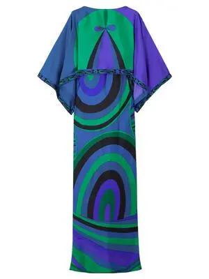 Emilio Pucci Layered Printed Silk-twill Maxi Dress - Blue