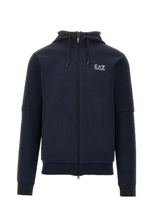 EA7 EA7 Emporio Armani Long-Sleeve Zip-Up Hooded Sweatshirt With Drawstring