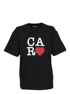 Carhartt Work In Progress Short Sleeve T-shirt With Heart Print - Black