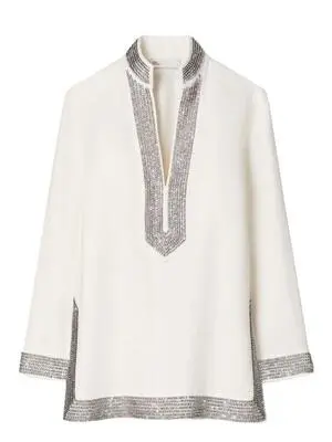 Tory Burch Tory Burch Embellished Linen Tunic No