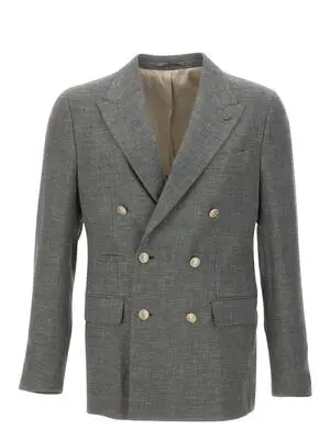 Eleventy Double-breasted Suit Jacket - Gray