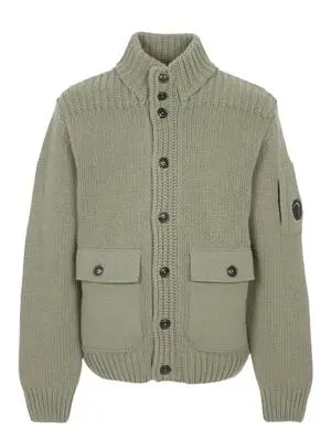 C.P. COMPANY Long-sleeve Cardigan With Ribbed Neckline - Gray