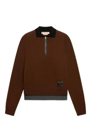 Marni Cashmere Polo Jumper With Layered Effect - Brown