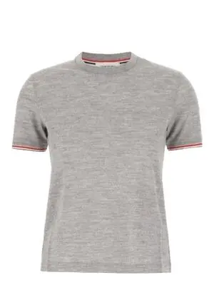 Thom Browne Thom Browne Striped Cuff Knitted T-Shirt Grey