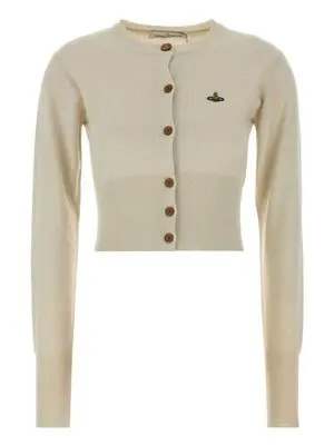 VIVIENNE WESTWOOD Orb Embroidered Knitted Cardigan - Nude
