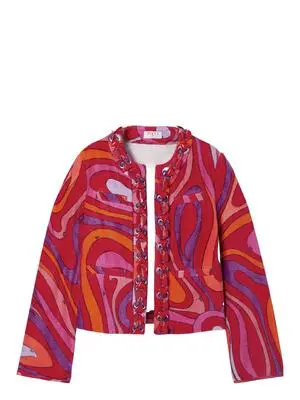 Emilio Pucci Embellished Printed Cotton-terry Jacket - Red
