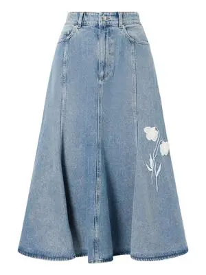 Erdem Denim Midi Skirt - Blue