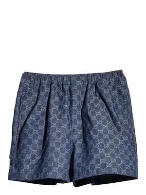 Gucci Gg Cotton Denim Jacquard Shorts - Blue