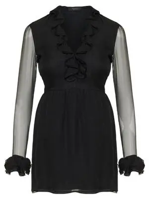 Gucci Silk Chiffon Ruffled Mini Dress - Black