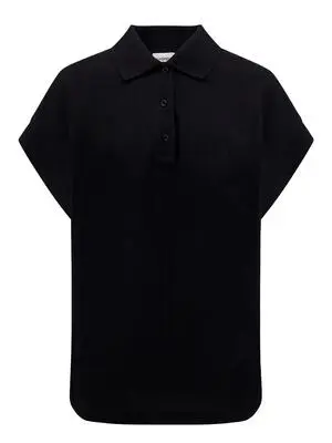 Saint Laurent Cotton Blend Polo Shirt With Logo - Black