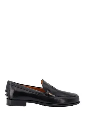 TOD'S Leather Loafers With Gommini Detail On The Back - Black