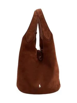 Polo Ralph Lauren Play Suede Shoulder Bag With Contrasting Logo - Brown
