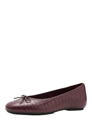 Fitflop Delicato Crocodile Embossed Ballerina Flats - Brown