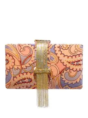 SIMITRI Peaches Fringe Clutch - Pink