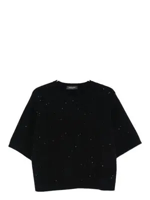 Fabiana Filippi Sequin Embellished Wool Blend Sweater - Blue