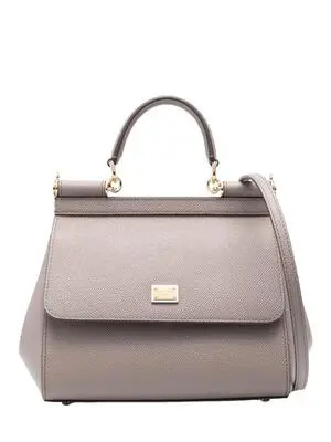 Dolce & Gabbana Sicily Medium Leather Handbag - Grey