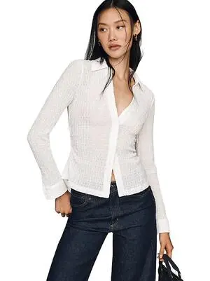Sanctuary Juno Textured Buttondown Shirt - Chalk