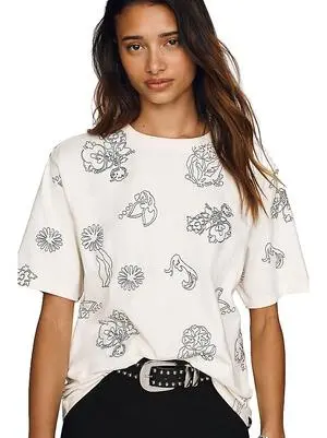 Scotch & Soda Cotton Embroidered Tee - Eggnog