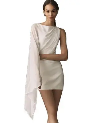 Bhldn Asymmetrical Cape Mini Dress - Vanilla