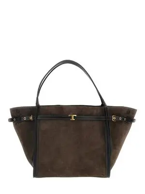 TOD'S Tod's Suede Shopping Bag With T Timeless Accessory Brown
