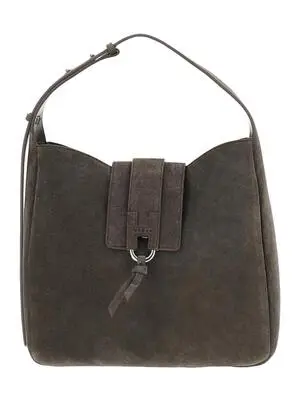 Hogan Vertical Hobo Bag In Suede - Marrone