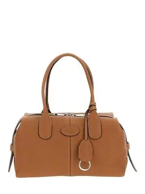 TOD'S Tod's Small Box Satchel Bag In Hammered Leather Marrone