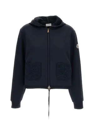 Moncler Zip-up Hoodie With Drawstring Hem - Blue
