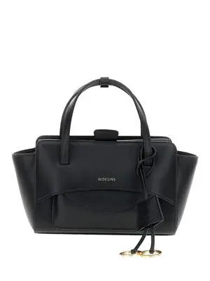HIDESINS Leather Shoulder Bag With Flap - Nero