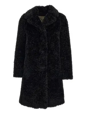 Herno Faux Fur Coat With Classic Lapels - Black