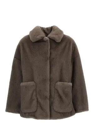 Herno Faux Fur Cropped Jacket - Grey