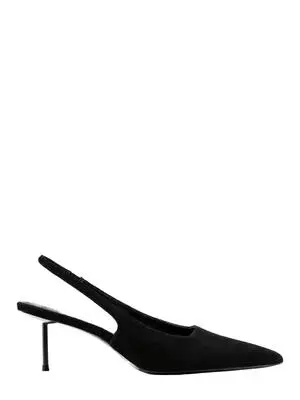 Femme La G55 Slingback Suede Kitten Heel Pointed Toe - Black