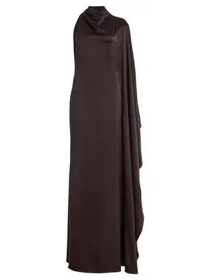 DE LA VALI Odaluna Crepe De Chine Maxi Dress - Brown