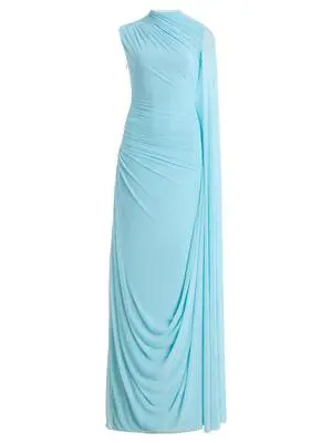 DEME Exclusive Maple Draped Chiffon Maxi Dress - Blue