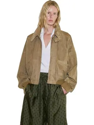 DARKPARK Estelle Suede Bomber Jacket - Brown