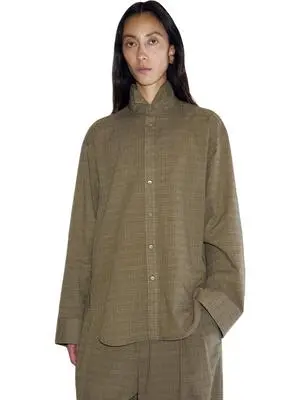 DARKPARK Olivia Wing Tip Collar Check Cotton Shirt - Brown