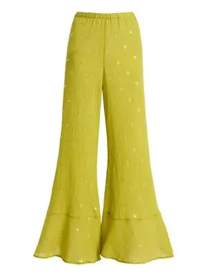 BOTEH Solene Sequined Wide-leg Pants - Lime Green