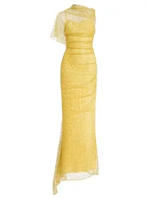 DE LA VALI Lucho Chiffon Maxi Dress - Yellow