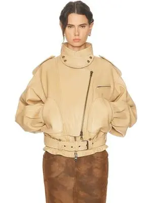 Isabel Marant Étoile Farza Leather Jacket - Beige