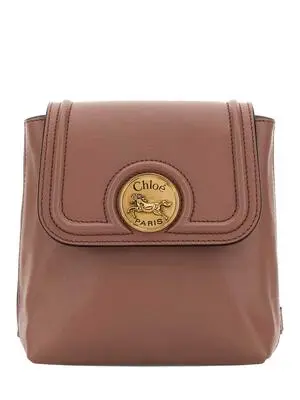 Chloé Antiqued Leather Horse Medal Backpack - Pink