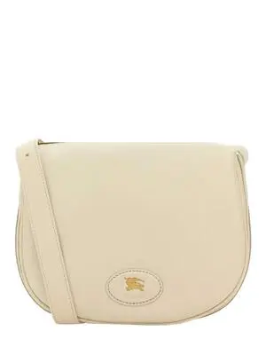 Burberry Leather Crossbody Bag With Golden Metal Finishing - White