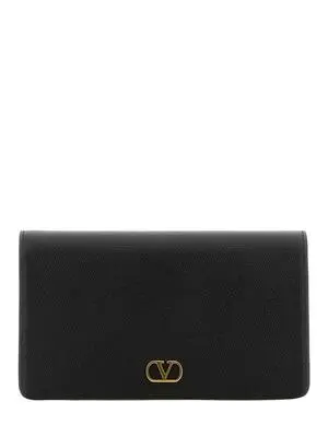 Valentino Garavani Leather Vlogo Signature Clutch - Black