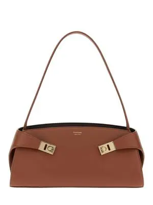 FERRAGAMO Salvatore Caramel Leather Hug Shoulder Bag - Brown