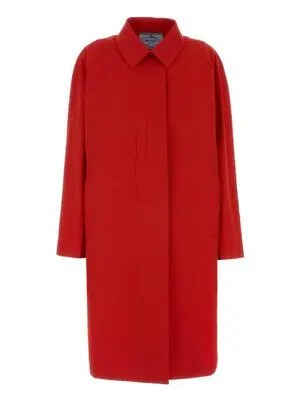 Prada Gabardine Overcoat - Red