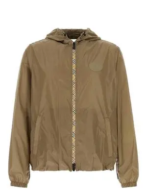 Burberry Nylon Newport Windbreaker With Checked Detailing - Brown