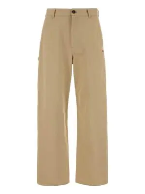 Loewe Beige Cotton Twill Wide-leg Pants - Brown