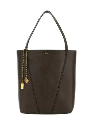 Chloé Calf Leather Spin Shopping Bag - Brown