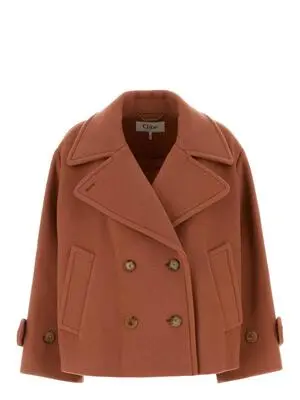 Chloé Dark Wool Blend Coat - Pink