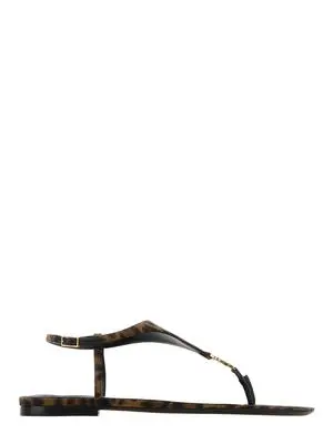 Saint Laurent SAINT LAURENT Printed Fabric Cassandra Sandals Multicolor