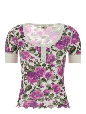 Chloé Printed Cotton T-shirt - Multicolor